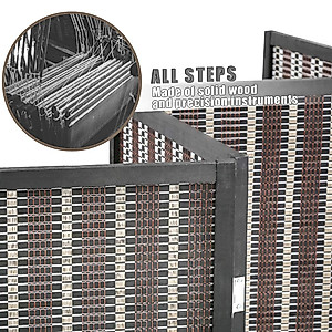 6 Panel 72 Inch Room Divider Bamboo Folding Privacy Wall Divider Wood Screen for Home Bedroom Living Room, Black