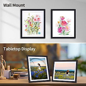 EYMPEU 8x10 Picture Frames with Mat Black Wood Set of 15, Display 8 by 10 Photos with Mat or 9x11 Photos without Mat, Multi Matted Frames Bulk for Wall, Table Top