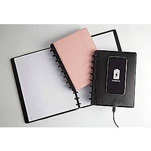 TUL Wireless Charging Discbound Notebook, Leather Cover, Letter Size, Black
