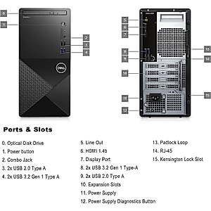 Dell Vostro 3910 Desktop Computer, 12th Gen Intel Core i5-12400 Processor, 32GB DDR4 RAM, 256GB PCIe SSD + 1TB HDD, Intel UHD Graphics 730, WiFi 6, DVD-RW, Display Port, HDMI, Windows 11 Pro
