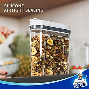 MR.SIGA 2 Pack Airtight Cereal Dispenser Set, Cereal Containers Storage Dispenser, BPA Free, 1.3 L / 1.37qt, Medium, White