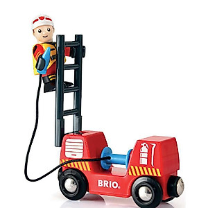 BRIO 33815 Rescue Firefighter Set | 18 Piece Train Toy Set with Fire Truck and Accessories | Kid-Friendly Wooden Tracks | Ideal for Toddlers Aged 3 and Up