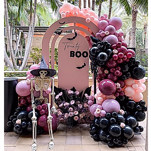 Black Pink Purple Balloons Double Stuffed Pastel Lavender Lilac Balloon Garland Dusty Mauve Plum Balloon Arch Kit For Halloween Wednesday Baby Shower Birthday Wedding Party Decoration