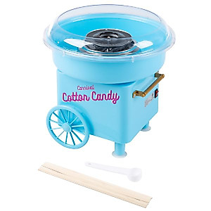 Countertop Cotton Candy Machine – Includes Scoop and 10 Serving Sticks – Works with Cotton Candy Sugar or Hard Candy by Great Northern Popcorn (Blue)