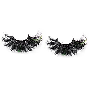 Glitter Lashes 26mm 3D Fluffy Mink Eye Lashes with Color,Colored Eyelashes Dramatic Strip Lashes Manga Lashes Natural Thick Fake Eyelashes 1 Pairs for Halloween Party Stage Cosplay(Red black)