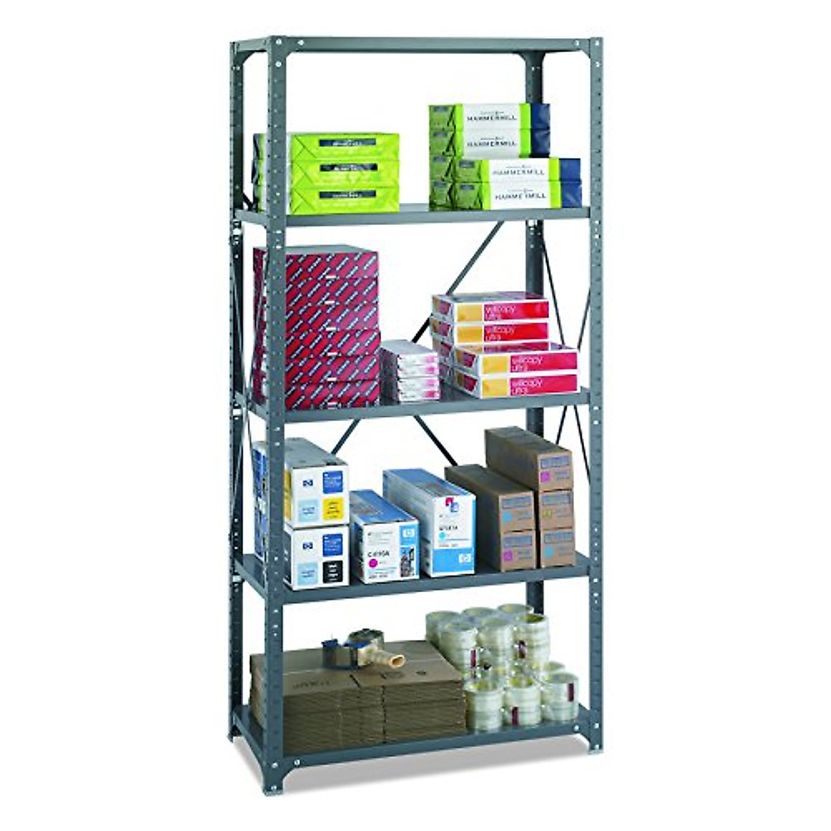Safco Products 6266 Commercial Shelf Kit 36" W x 18" D x 72" H with 5 Shelves, Gray