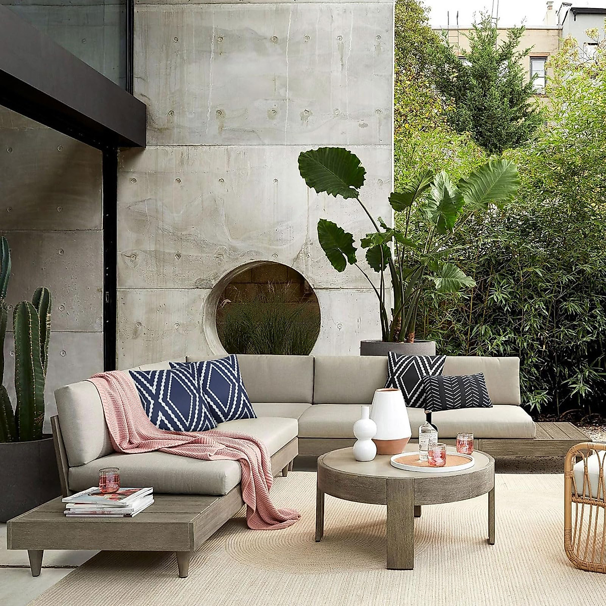 Adabana Outdoor Waterproof Throw Pillow Covers Set of 2 Boho Geometric Pillows Cover for Patio Garden 18 x 18 Inch Navy Blue