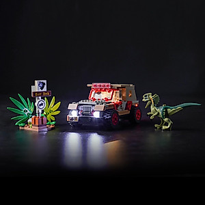 LocoLee LED Light Kit Compatible withLego Dilophosaurus Ambush 76958 (NO Model), DIY Decor Lighting Compatible with 76958 Lego Dinosaur Jeep Car (ONLY Lights)