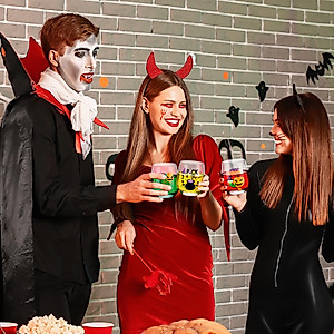 Pickmesh 6 Pcs Halloween Wine Glass 12oz Witches Stemless Glass Spider Pumpkin Halloween Drinking Glass Halloween Party Gift for Wedding Event Birthday Party for Women, Sisters, Friends, Colleagues