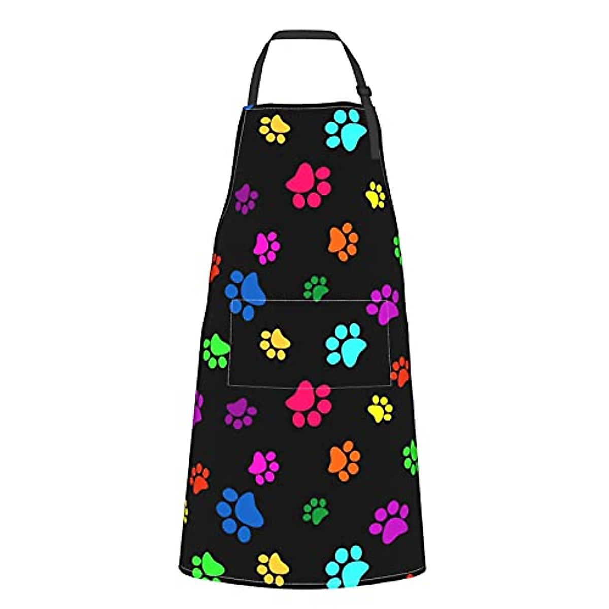 Perinsto Colorful Dogs Paws Waterproof Apron With 2 Pockets Cute Pet Animal Paw Kitchen Chef Aprons Bibs For Grooming Cooking Baking Painting Gardening