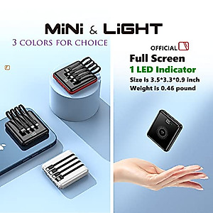 KOMPSEN 10000mAh Wireless Power Bank with Built in 4 Cables,Portable Slim Quick Charging Power Bank,Travel External Backup Battery Compatible with Almost Mobile Phone Electronic Devices Black