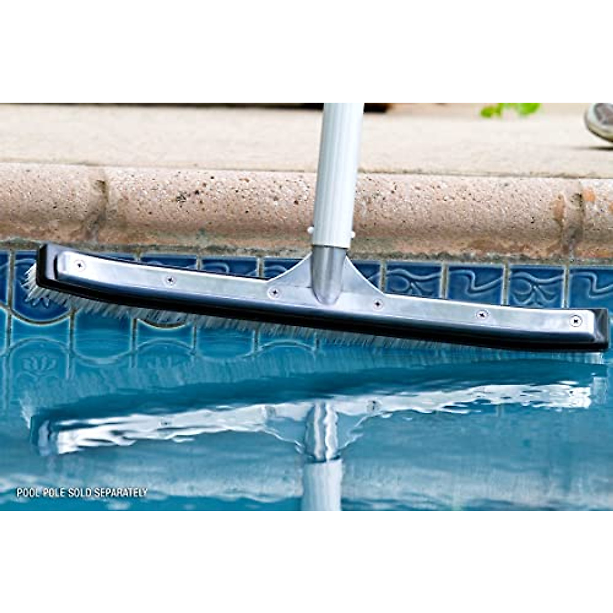 Poolmaster 20173 18-Inch Swimming Pool Brush With Aluminum-Back and Combo Bristles, Premier Collection