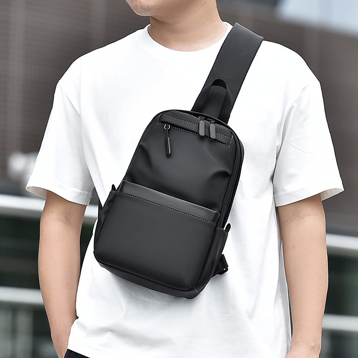 Small Sling Crossbody Bags One Strap Shoulder Chest Pack Backpack for Men Women, Multipurpose Sling purse Bag for Travel Hiking Cycling, Black