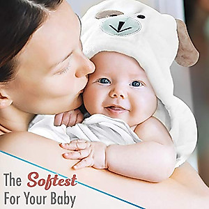 FOREVERPURE Baby Gift Hooded Towel 100% Organic Bamboo Cotton, Super Absorbent, for Boys and Girls. Ultra Soft, X-Large, 35 x 35 inches. Perfect with Washcloth and Greeting Card (White)