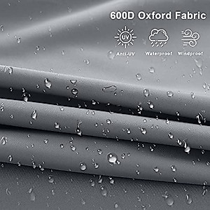 600D Patio Umbrella Parasol Cover Waterproof Outdoor Anti-UV Protective Cover with Zipper Fits Market Umbrella Up to 14 Feet,Grey