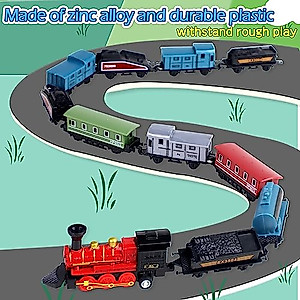 CORPER TOYS Mini Train Toy Set, 4 Packs (24 Pieces) Pull Back Model Train Playset for 3 4 5 6 Year Old Boys Girls, Diecast Steam Train with Linkable Cars for Birthday Gifts
