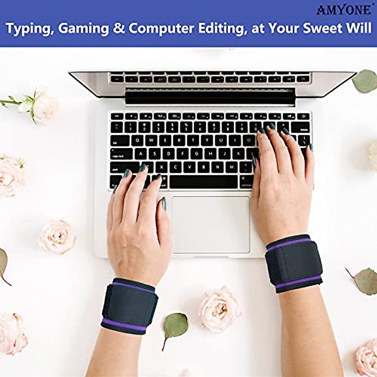 Wrist Brace, 2 PACK Wrist Wraps for Carpal Tunnel for Women. Wrist Support for Weightlifting/Fitness/Sports/Pain Relief. Highly Elastic, Adjustable, Flexible, Comfortable and Multi-Functional, Violet