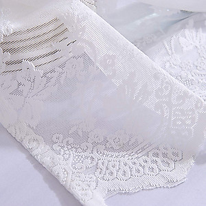 vctops Lace Sheer Kitchen Cafe Curtain Valance Floral Embroidered Rod Pocket Short Curtain for Small Window 1 Piece (51" x 16", White)