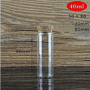 10PCS 40ml 1.4oz Transparent Small Glass Vials Bottles Jars Test Tube Container With Wood Cork Round for Straight Cylinder Test Reagent Bottle Flower Tea Split Powder Bottle