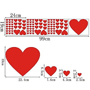DRON TOOON Love Heart Valentine's Day Wall Decor(97 Decals )Red Heart Stickers Home Decor for Kids Girl Teen Room Office Valentines Hearts Accessories Birthday Party Supplies Gifts