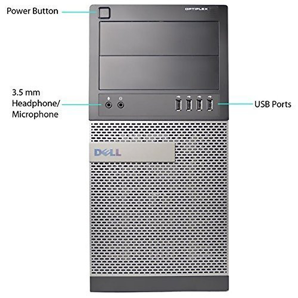 Dell Optiplex 9010 Tower Premium Business Desktop Computer (Intel Quad-Core i5-3470 up to 3.6GHz, 8GB DDR3 Memory, 2TB HDD + 120GB SSD, DVD, WiFi, Windows 10 Professional) (Renewed)