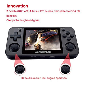 RG350M Handheld Game Console with Opening Linux Tony System HDMI Output 64Bit 3.5inch IPS Screen , Retro Game Console with 32G TF Card 2500 Classic Games Portable Video Game Console （Black）
