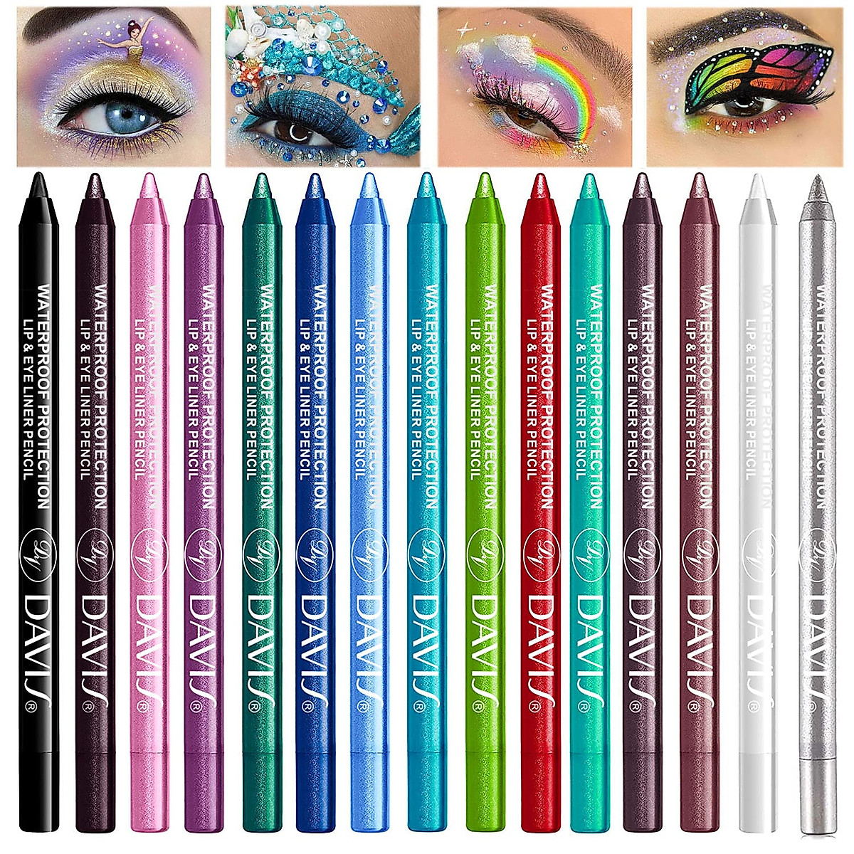15 Colors Eyeliner Pen Set, Eye Shadow Pencil, Pearl Eyeliner Metallic Eyeliner Pencil Glitter Eyeliner for Women Eye&Lip Liner Professional Waterproof Eye Makeup Set Colorful Eyeliner Eye(15PCS)