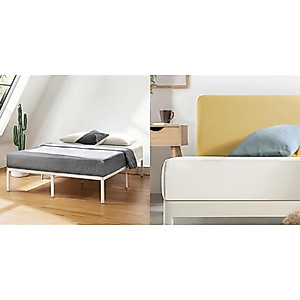 Best Price Mattress 14 Inch Metal Platform Bed Frame, Heavy Duty Steel Slats, White, Full (SPSC-14WH-F) & Full Mattress 6 inch Bed-in-A-Box, Green Tea Memory Foam White