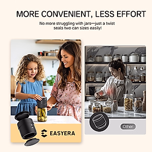 EASYERA Mason Jar Vacuum Sealer Kit, Upgraded Dual-Head Auto-Stop Mason Sealer, Fits Wide & Regular Mouth Jars | Quiet, Portable & Rechargeable for Food Storage, Fermentation, Canning Easy & Save Time