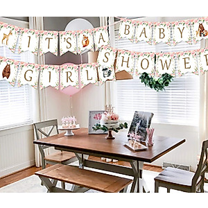 Woodland Baby Shower Decorations Woodland It’s a Girl Baby Shower Banner - Forest Animal Garland for Woodland Creatures Baby Shower Decoration Supplies