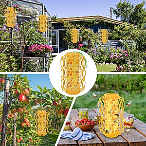 Sancodee 4 Pcs Wasp Trap Outdoor Hanging, Insect Catcher for Wasps and Carpenter Bees, Bee Killer Sticky Bug Boards Yellow Jacket Trap with Bait Reservoir, Non-Toxic Reusable Wasp Hornet Trap (Orange)
