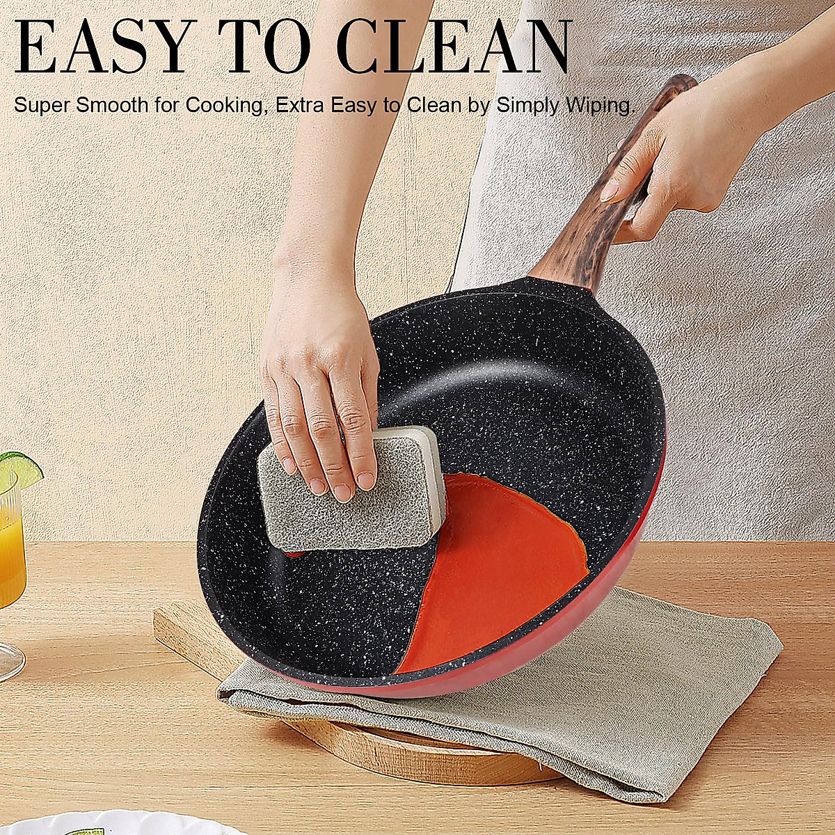 Vermonga Nonstick Frying Pan Skillet, 11-inch Non Stick Granite Fry Pan Egg Pan Omelet Pans Compatible with All Stovetops (Gas, Electric & Induction)