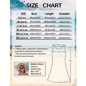 SimpleFun T Shirt Dress Women Summer Knee Length Sundresses Sleeveless Swing Tunic Short Dress Green Print,L