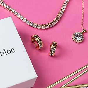 Cate & Chloe Giselle 18k White Gold Plated Crystal Hoop Earrings for Women | Best Silver Earring Set with Crystals, Fashion Jewelry for Women, Hypoallergenic, Gift For Her