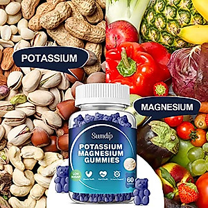 Potassium Magnesium Supplement Gummies High Absorption Potassium Citrate Magnesium Citrate, Support Leg Cramps for Men and Women 60 Gummies