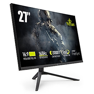 YEYIAN ODRAZ 2000 27” PC Gaming Frameless LED Monitor, 1080P HD, 165Hz, 300cd/m2, 1ms, 3000:1, 16:9, 178°, 16.7M Colors, True Low Motion Blur, AMD FreeSync, DP/HDMI, VESA Mountable, Tilt Adjustable