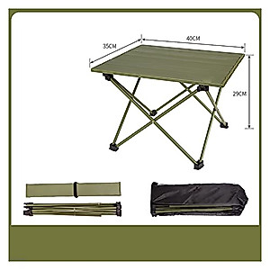 SUNESA Portable Picnic Table Outdoor Portable Folding Table Aluminum Alloy Barbecue Table Picnic Table Self-Driving Camping Aluminum Plate Table Army Green Foldable Camping Table