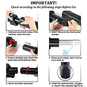 COOSPIDER Aquarium Filter Sun JUP-01 for 40-80 Gallon Tank Clear, U-V Fish Tank Green Clean Machine Submersible Pump w/ 1 Spare Bulb + 2 Replace Filter, 211gph 9 Watt