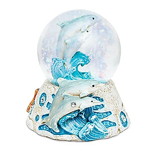 COTA Global Dolphin Stone Snow Globe - Sparkly Water Globe Figurine with Sparkling Glitter, Collectible Novelty Ornament for Home Decor, for Birthdays, Christmas, and Valentine's Day