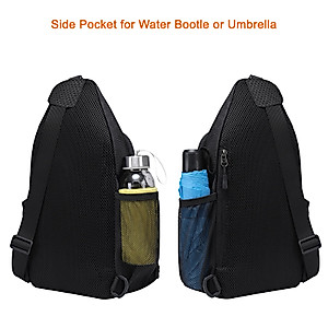 MOSISO Sling Backpack, Lightweight Crossbody Bag with Front Raised Pocket Chest Shoulder Travel Hiking Daypack Bag for Women Men, Black