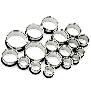 HEKEUOR 00G 7/16” 1/2” 9/16” 5/8” 11/16” 13/16” 7/8” 1” Ear Gauge Stretching Kit Stainless Steel Tapers and Plugs Set