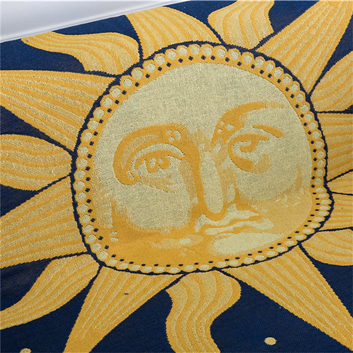 Hippie Throw Blanket Sun Moon Stars Boho Throw Blankets Celestial Tapestry Double-Sided Reversible Woven Cotton Home Decor Bedding Chair Couch Recliner Cover Oversized Tassels Astrology 50"x70"