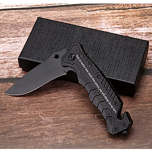 Personalized Tactical Folding Pocket Knife Gadgets Camping Gifts for Dad with Window Glass Breaker,Seatbelt Cutter,Father's Day/Birthday/Valentine's Day for Dad,Husband Gift From Daughter/Son/Wife