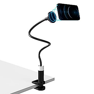 TALK WORKS Gooseneck Clip Mount Compatible w/iPhone 13/13 Pro/13 Pro Max/Mini, 14/14 Plus/14 Pro/14 Pro Max, 12, MagSafe Phone Cases - Magnetic Holder Stand Tabletop Clamp (Black)