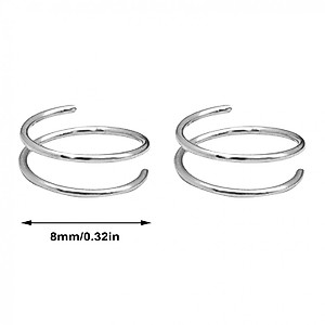 1 Pair Double Nose Hoop Ring for Single Piercing Nose Hoop, Stainless Steel Spiral Nose Rings Hoop, Nostril Piercing Jewelry for Women Men (1 Pair, A01#Silver)