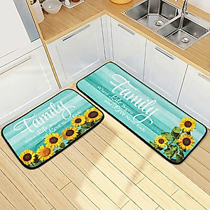 Sinestour Teal Turquoise Green Kitchen Rugs and Mats Set of 2 Non Slip Kitchen Floor Mats Comfort Standing Desk Mat for Doormat Bathroom Bedroom Runner Area Rug for Home Decor Washable
