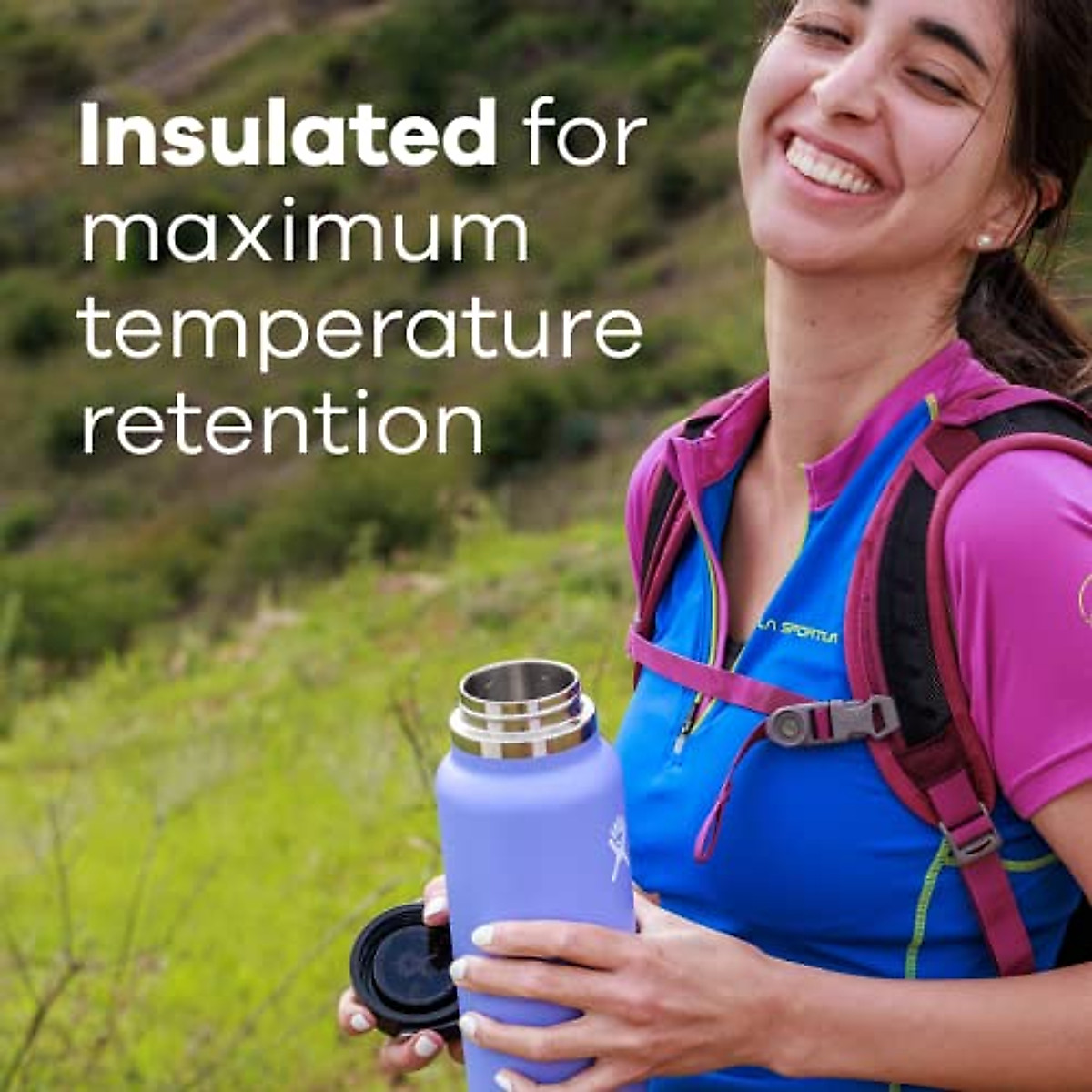 Hydro Flask 20 oz Wide Mouth with Flex Cap Stainless Steel Reusable Water Bottle Lupine - Vacuum Insulated, Dishwasher Safe, BPA-Free, Non-Toxic