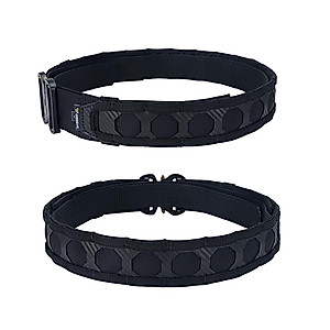 IDOGEAR Molle Battle Belt 2 inch Quick Release Rigger Combat Belt with 1.5 Inch Inner Belt Hook and Loop (Black, Large)