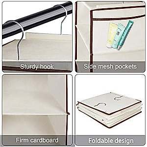 Univivi 6 Layer Closet Organizers and Storage, Hanging Shelves for Closet with 6 Side Pockets, Hanging Closet Shelves, Hanging Shoes Closet Sweater Organizer for Closet- Beige