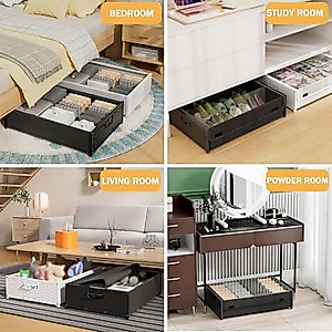 Mulyric Under Bed Storage with Wheels, Rolling Underbed Storage Container Bins with Lids, Large Space-Saving Uner Bed Storage Box Drawer Organizer for Shoes and Clothes (2-Pack)